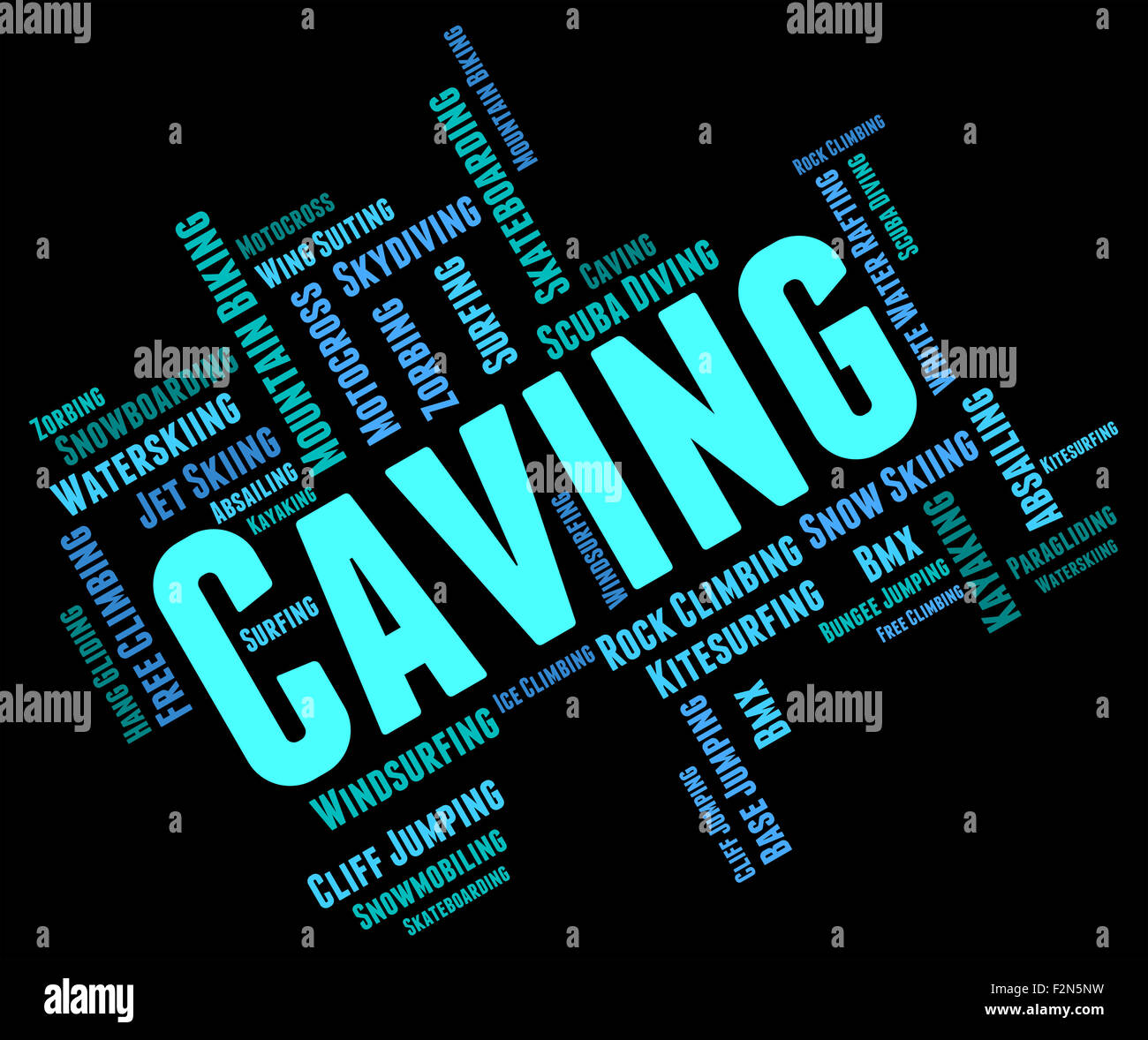 Caving Words Representing Cave Climbing And Wordcloud Stock Photo - Alamy
