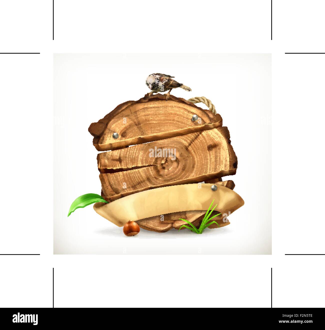 Wooden banner, tree stump vector illustration Stock Vector Image & Art ...