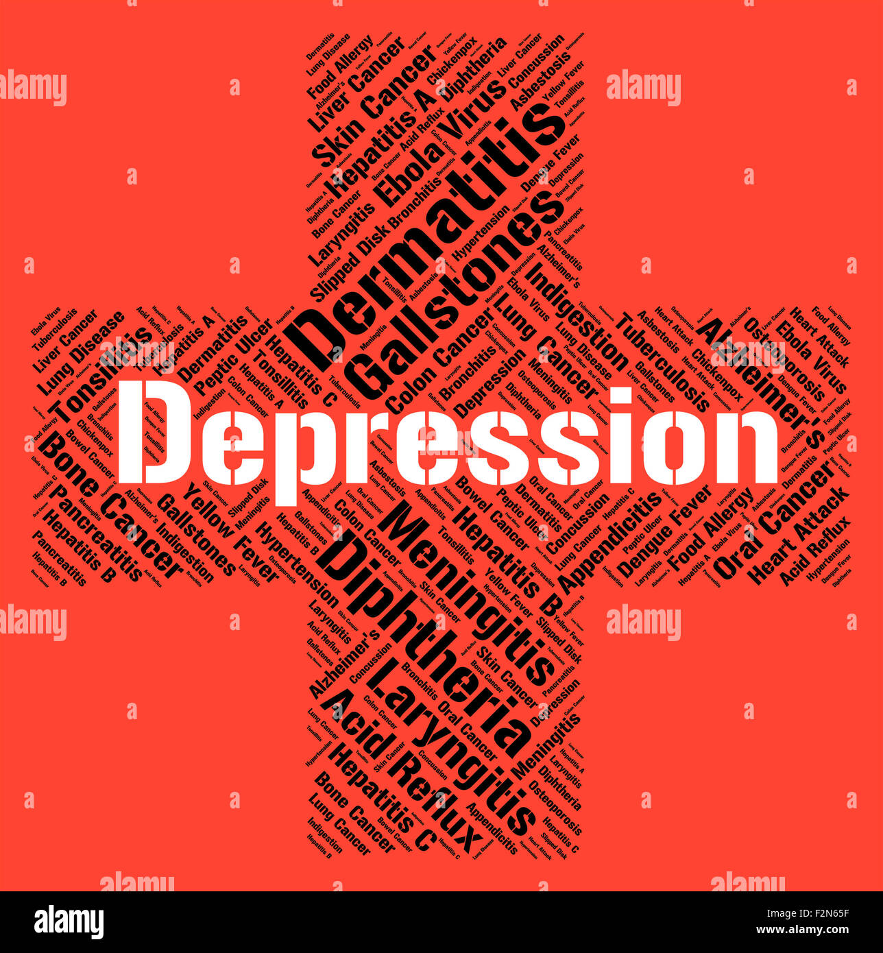 Depression Word Representing Ill Health And Sad Stock Photo - Alamy