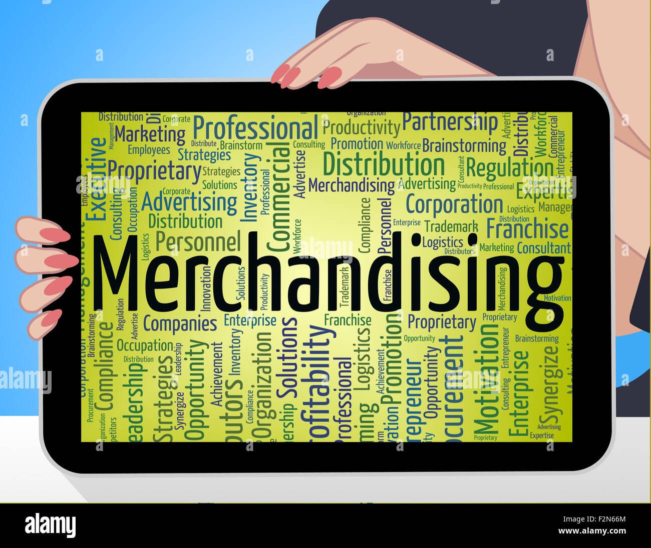 Merchandising Word Indicating Retail Text And Trade Stock Photo - Alamy