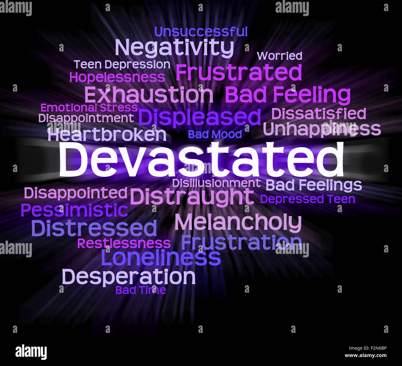 Devastated Word Meaning Dumbfounded Devastating And Shocked Stock Photo