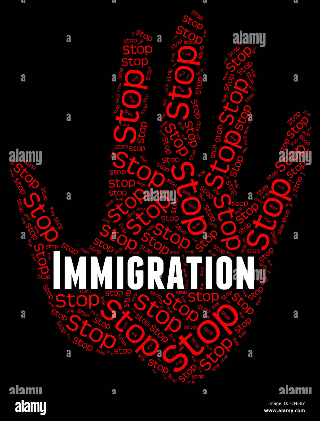 Stop Immigration Showing Warning Sign And Danger Stock Photo - Alamy
