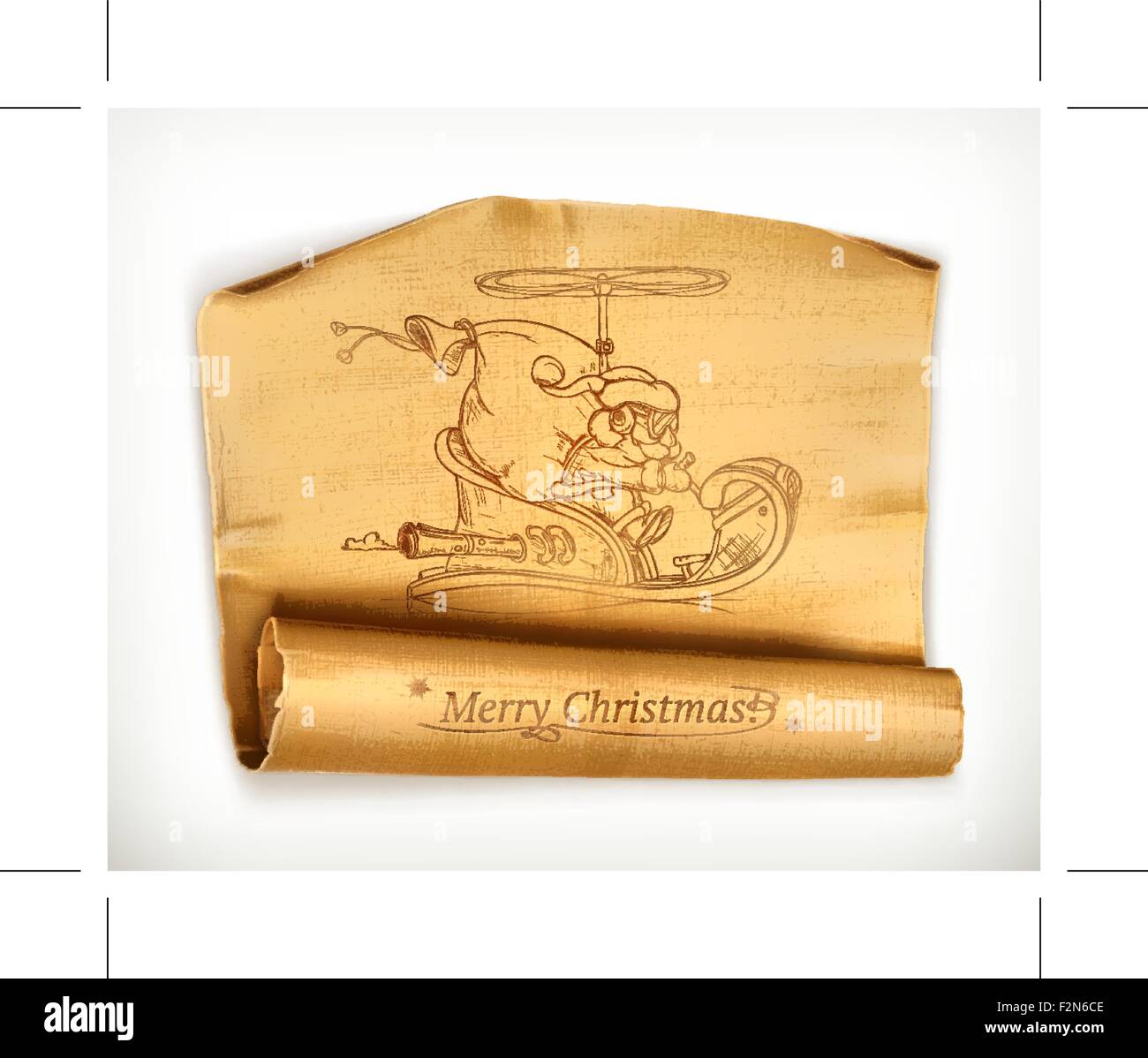 Merry Christmas old scroll, vector illustration Stock Vector Image ...