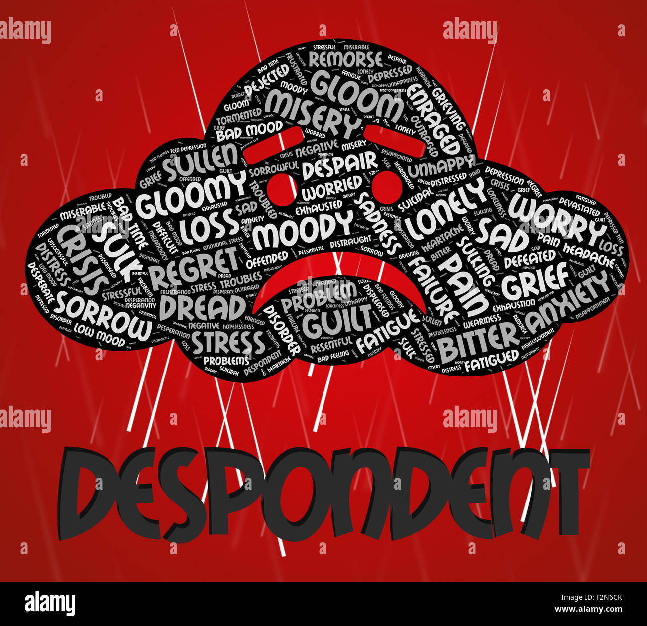 Despondent Word Showing Disheartened Depressed And Dejected Stock Photo ...