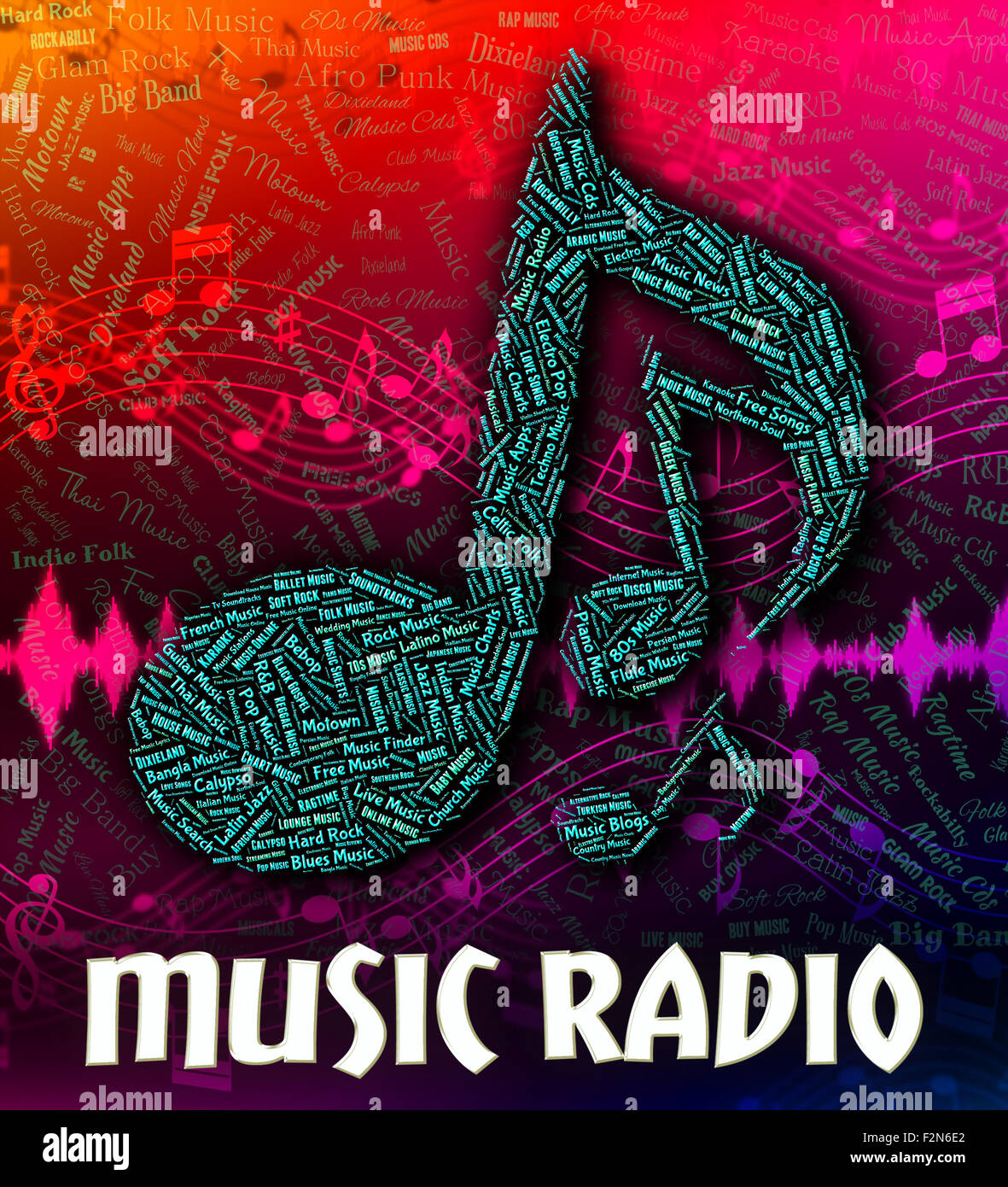 Music Radio Representing Sound Tracks And Tunes Stock Photo - Alamy