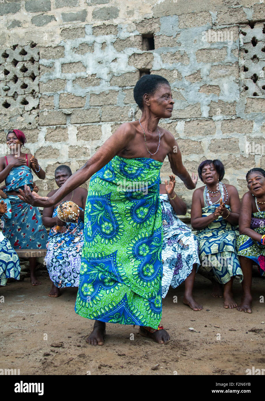 Benin, West Africa, Bopa, women dancing during a traditional voodoo ...