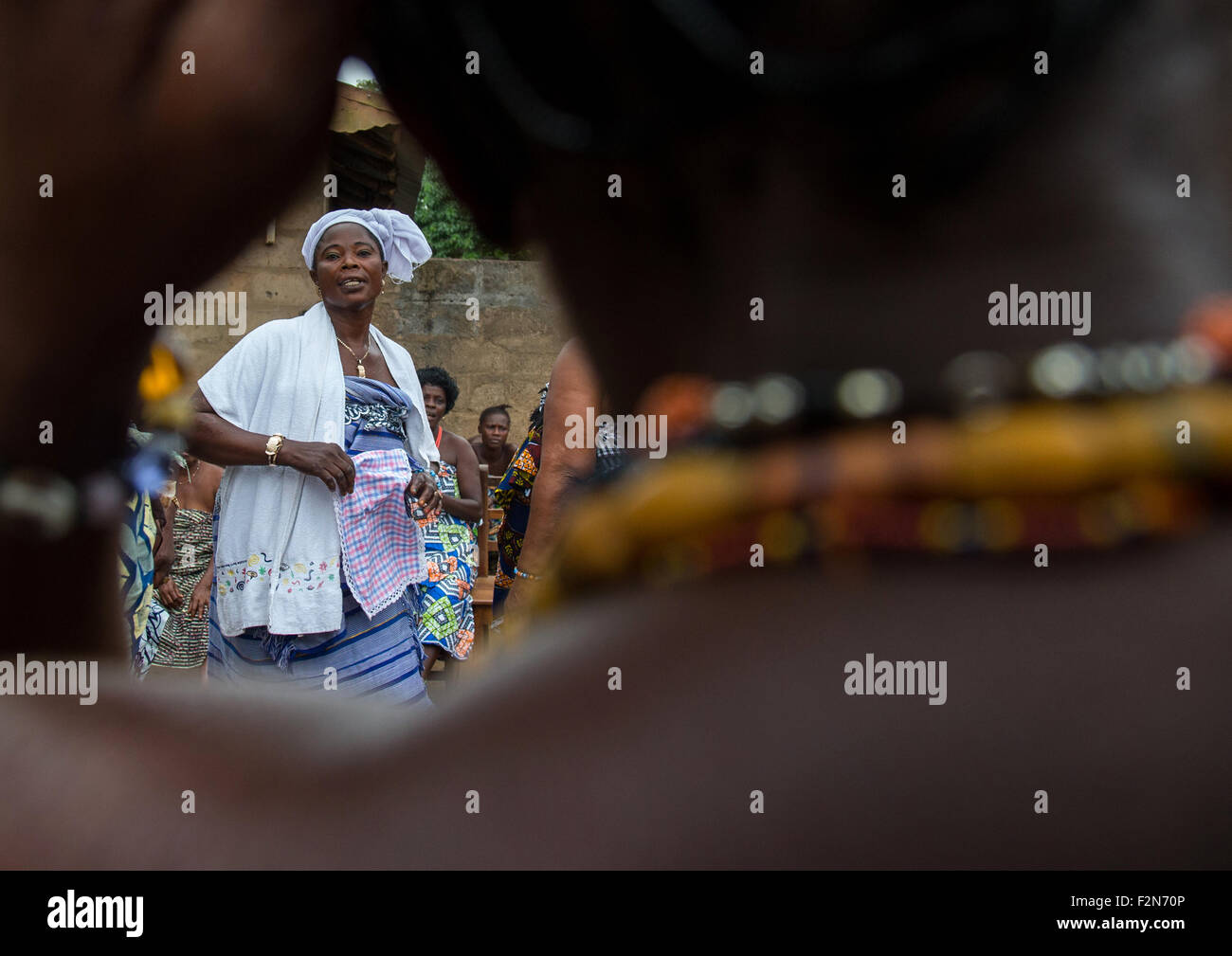 Benin, West Africa, Bopa, woman dancing during a voodoo ceremony Stock ...
