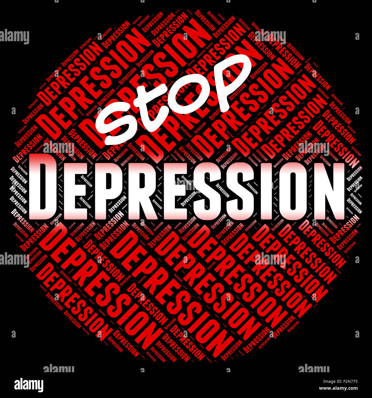 Stop Depression Meaning Warning Sign And Disturbed Stock Photo - Alamy