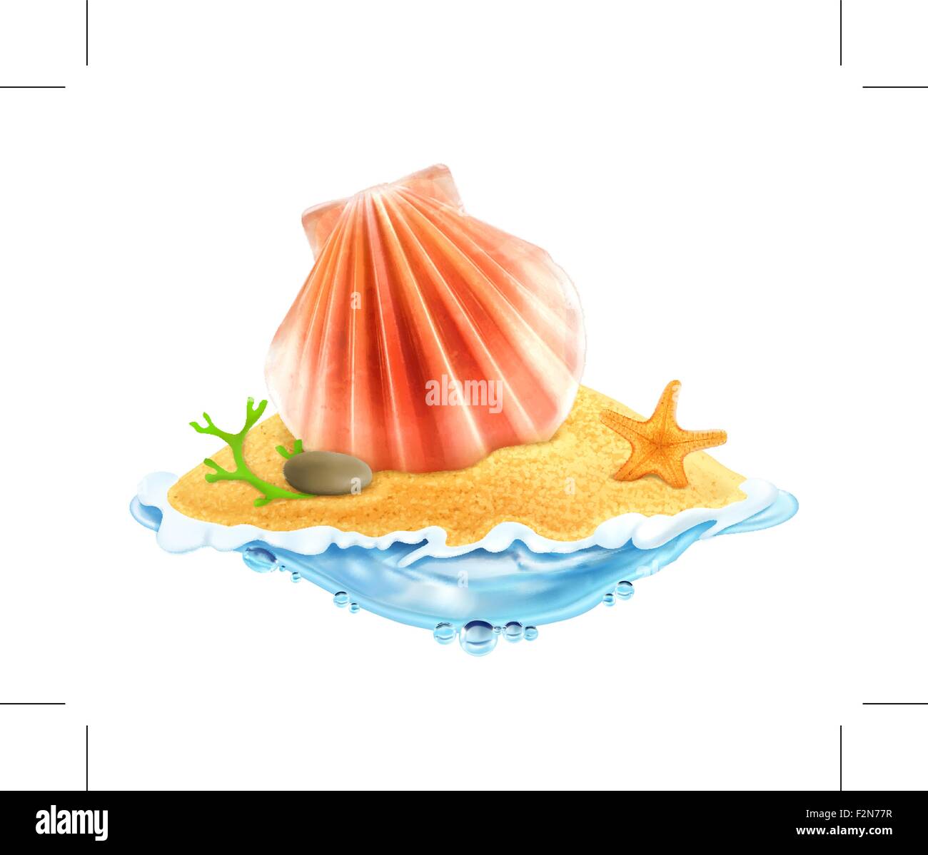 Seashell in the sand, vector illustration Stock Vector Image & Art - Alamy