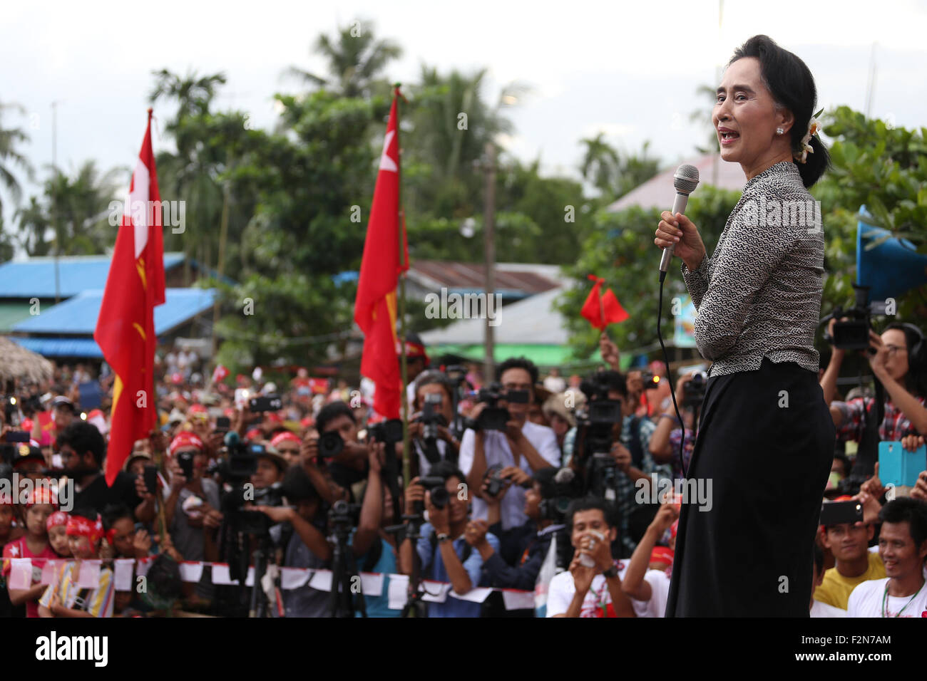 Yangon, Myanmar. 21st Sep, 2015. Chairperson of Myanmar's National ...
