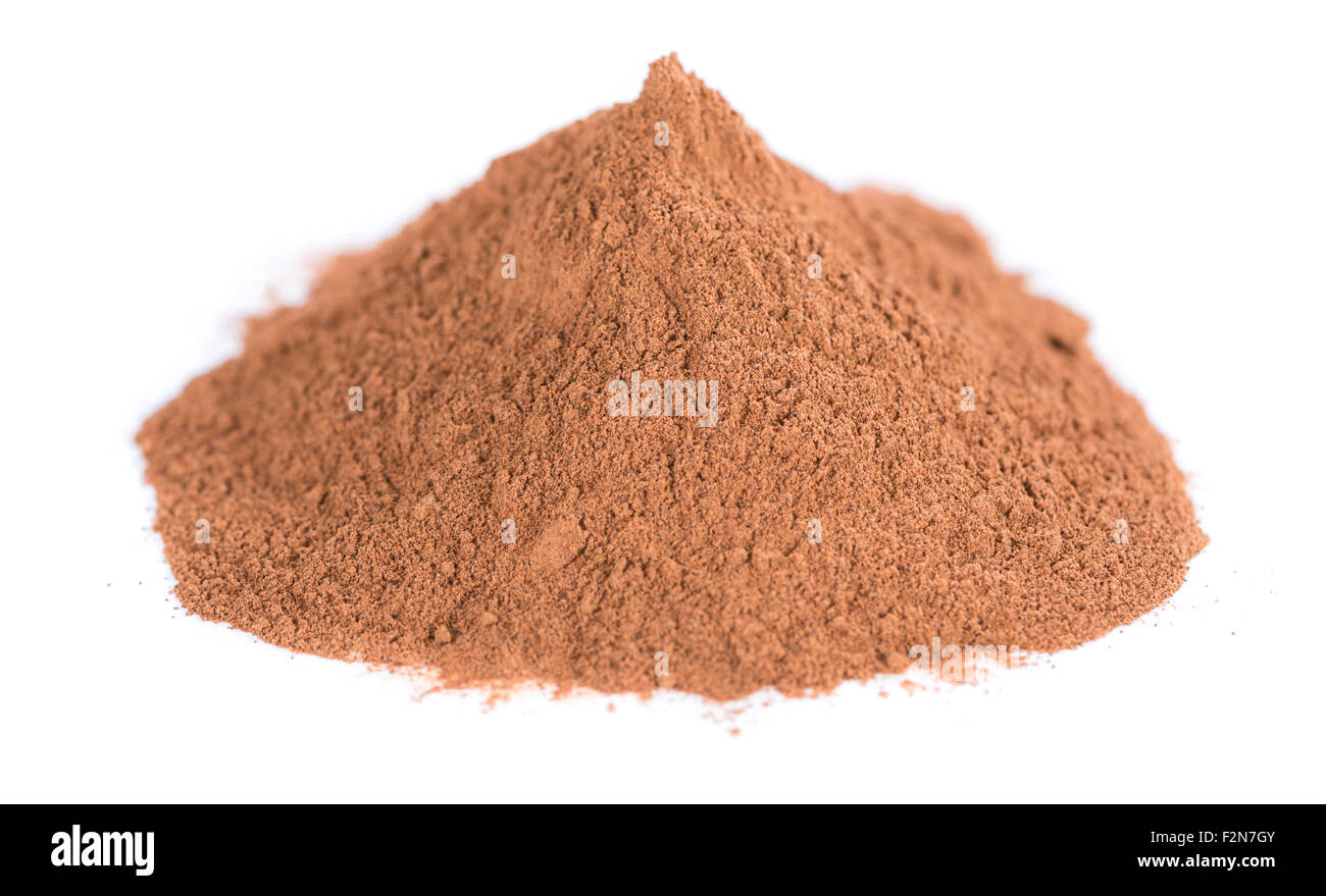 Heap of Cola Nut Powder isolated on white background (close-up shot ...