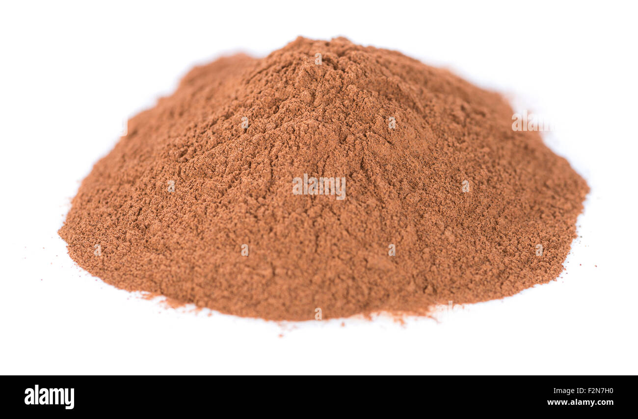 Heap of Cola Nut Powder isolated on white background (close-up shot ...