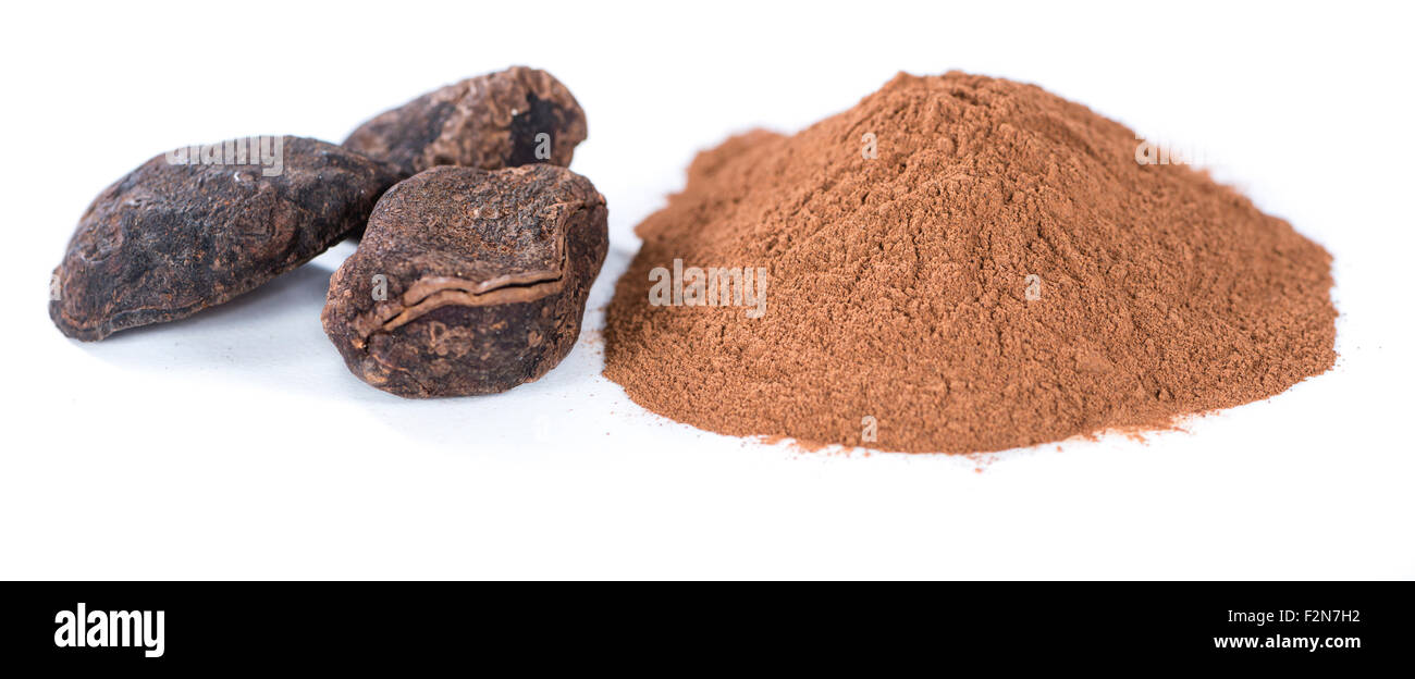 Heap of Cola Nut Powder isolated on white background (close-up shot ...