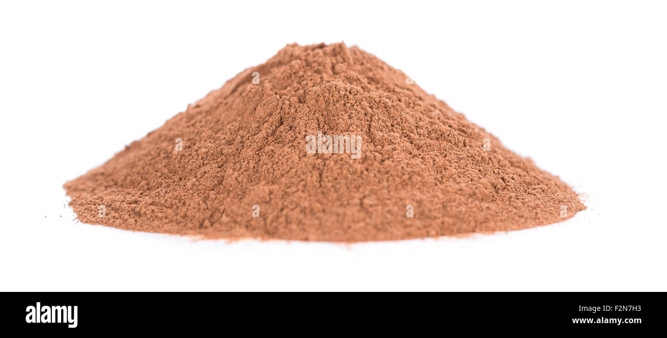 Heap of Cola Nut Powder isolated on white background (close-up shot ...