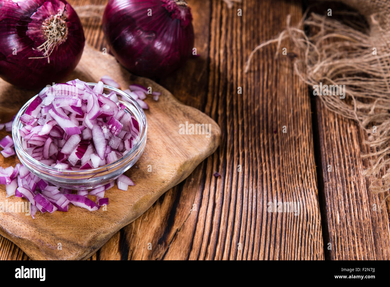 Portion of diced Red Onion (detailed close-up shot Stock Photo - Alamy