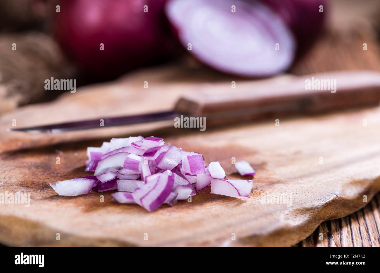 Portion of diced Red Onion (detailed close-up shot Stock Photo - Alamy
