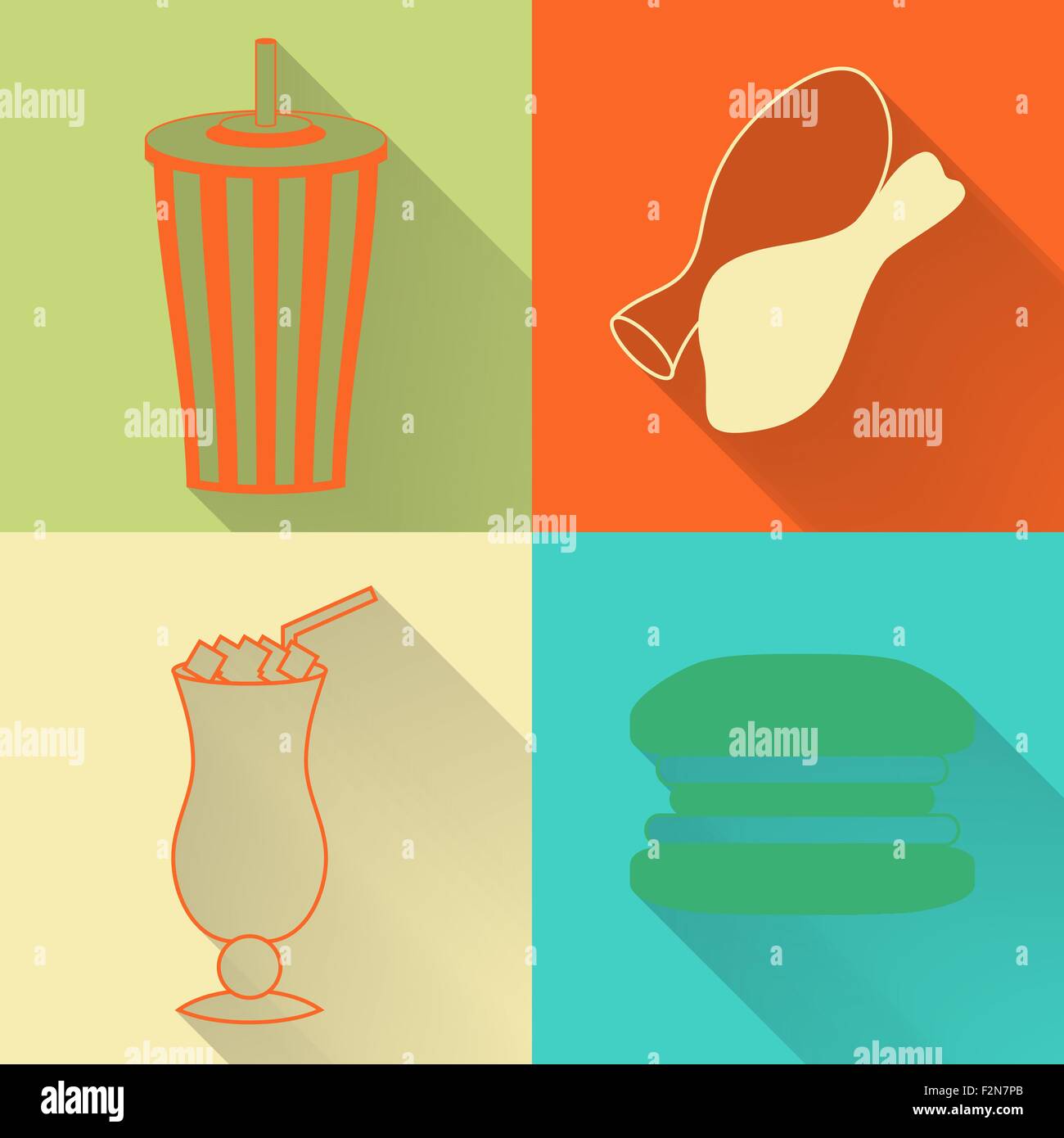 Set of four colored fast food icons Stock Vector Image & Art - Alamy