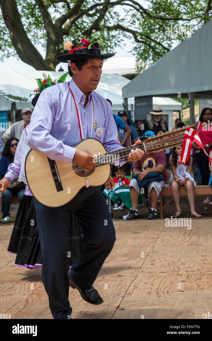 Musician Playing the Charango, a 20-string Instrument, in the Sarawja ...