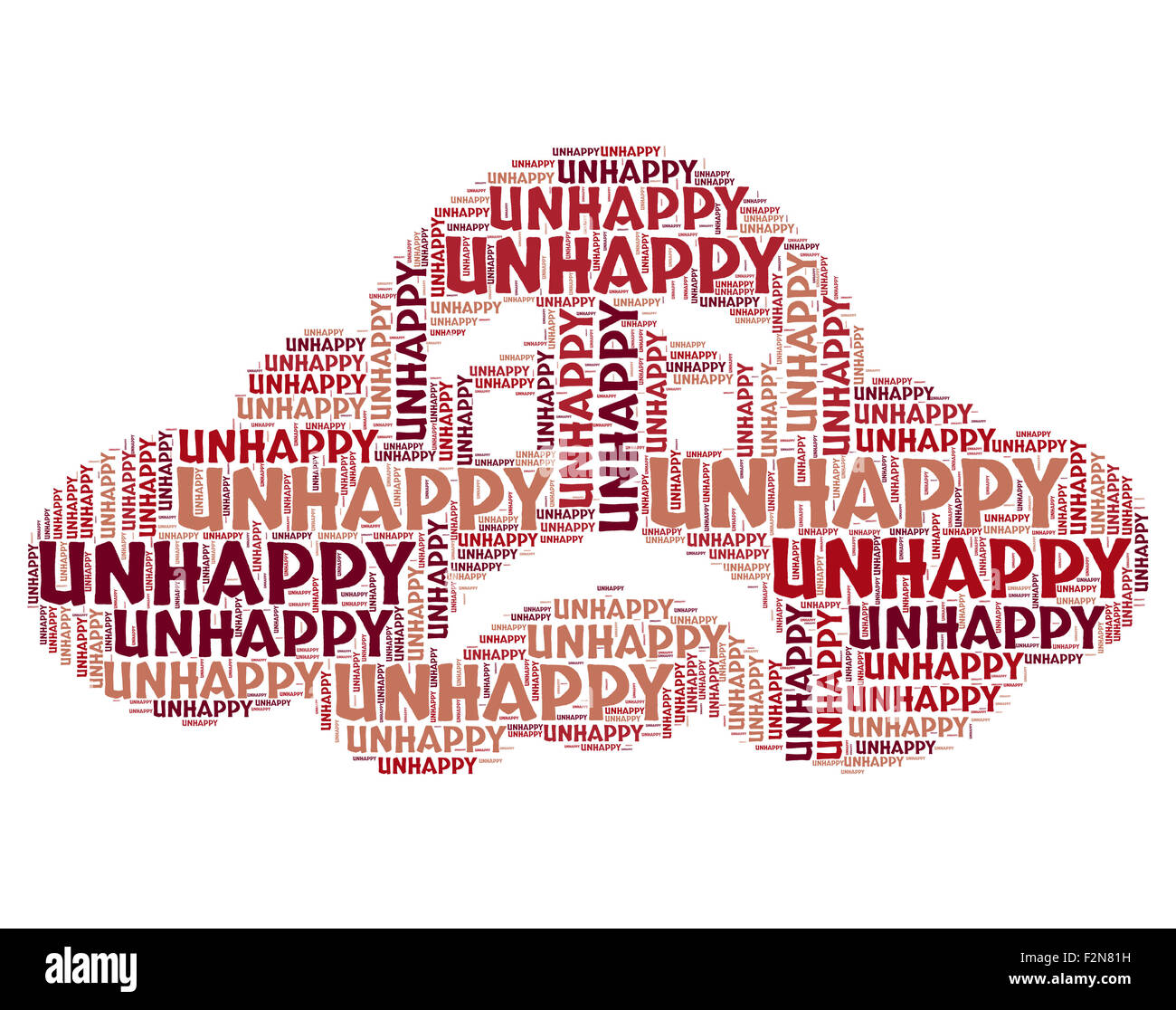 Unhappy Word Indicating Downcast Low And Heartbroken Stock Photo - Alamy