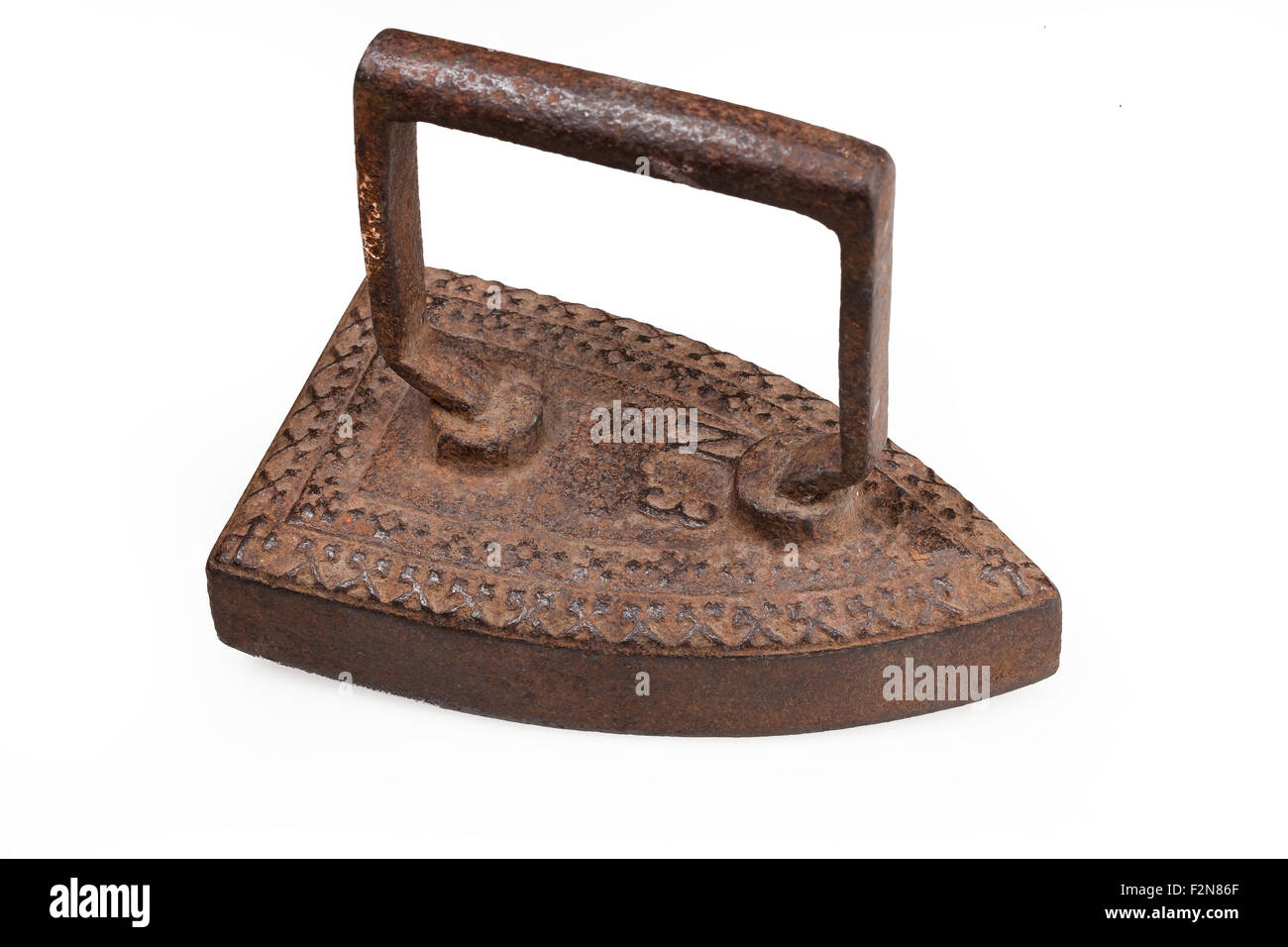 iron old flat retro smooth ancient rusty brown isolated studio steam ...