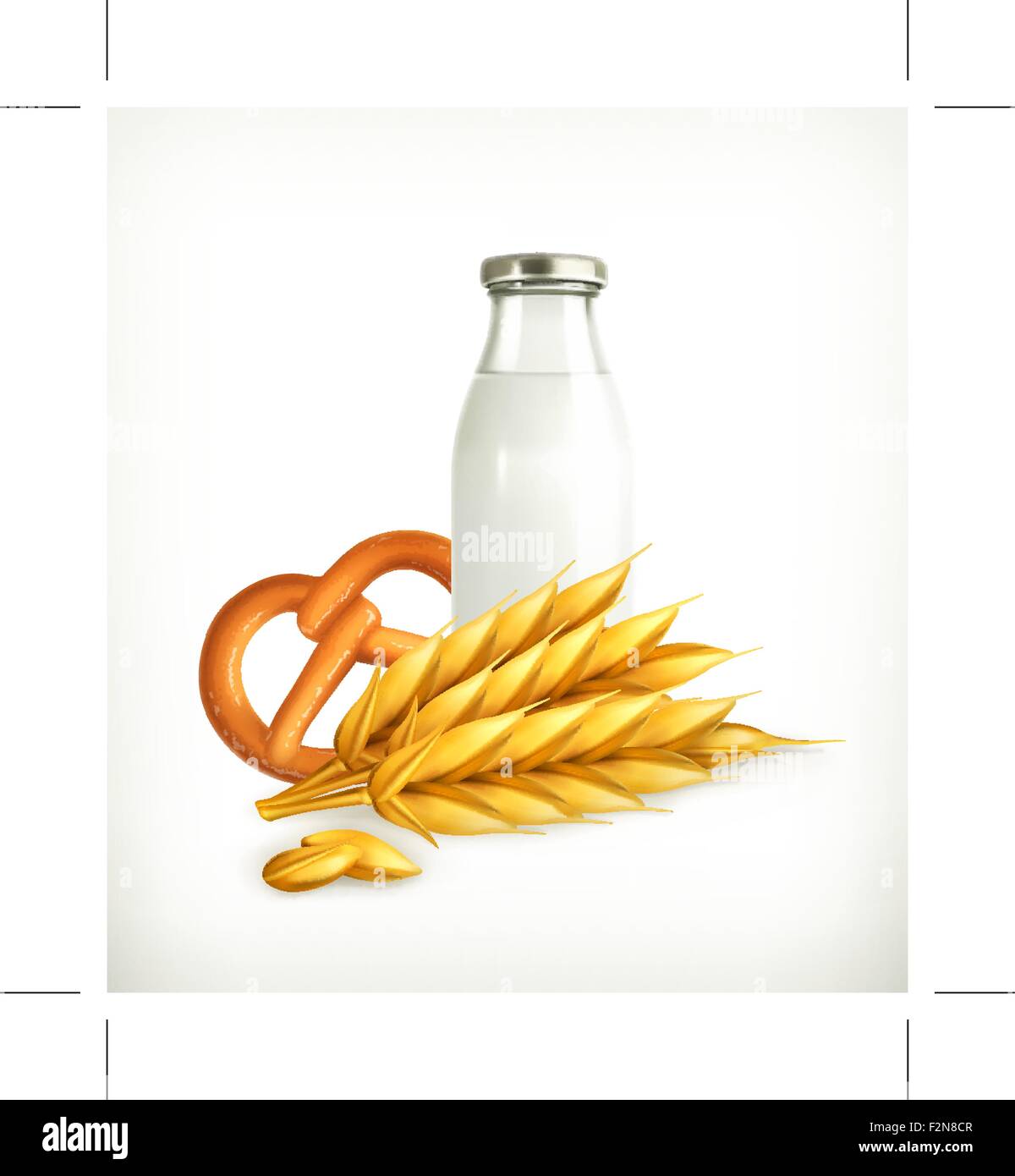 Wheat, milk and bread, isolated vector illustration Stock Vector Image ...