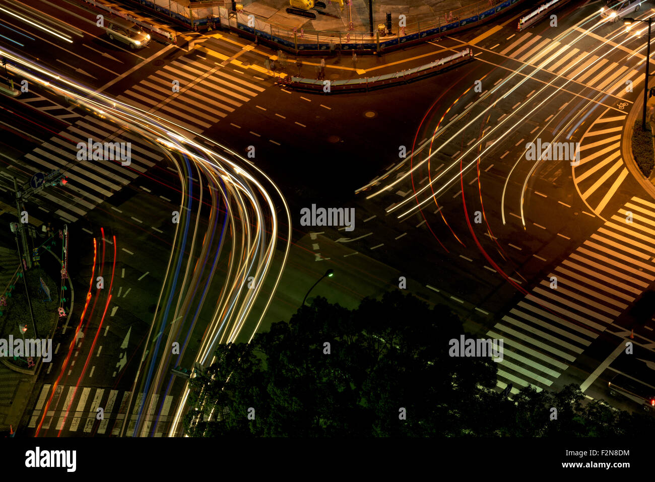 Street intersection in Japan at night Stock Photo - Alamy
