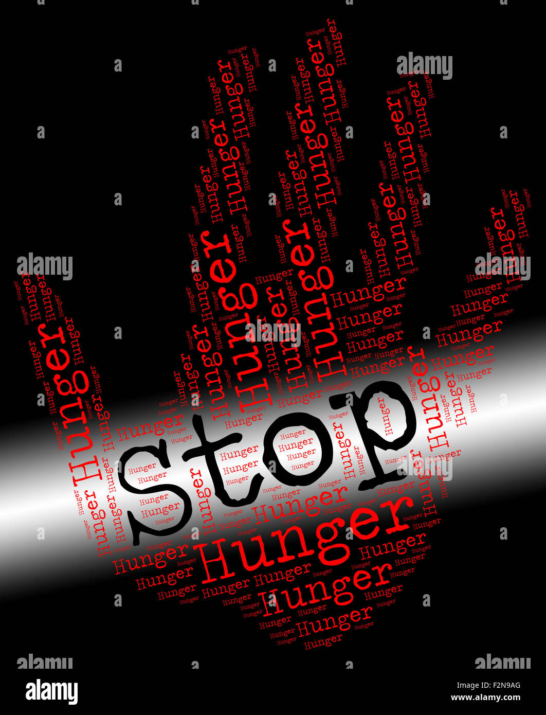 Stop Hunger Showing Lack Of Food And Warning Sign Stock Photo - Alamy