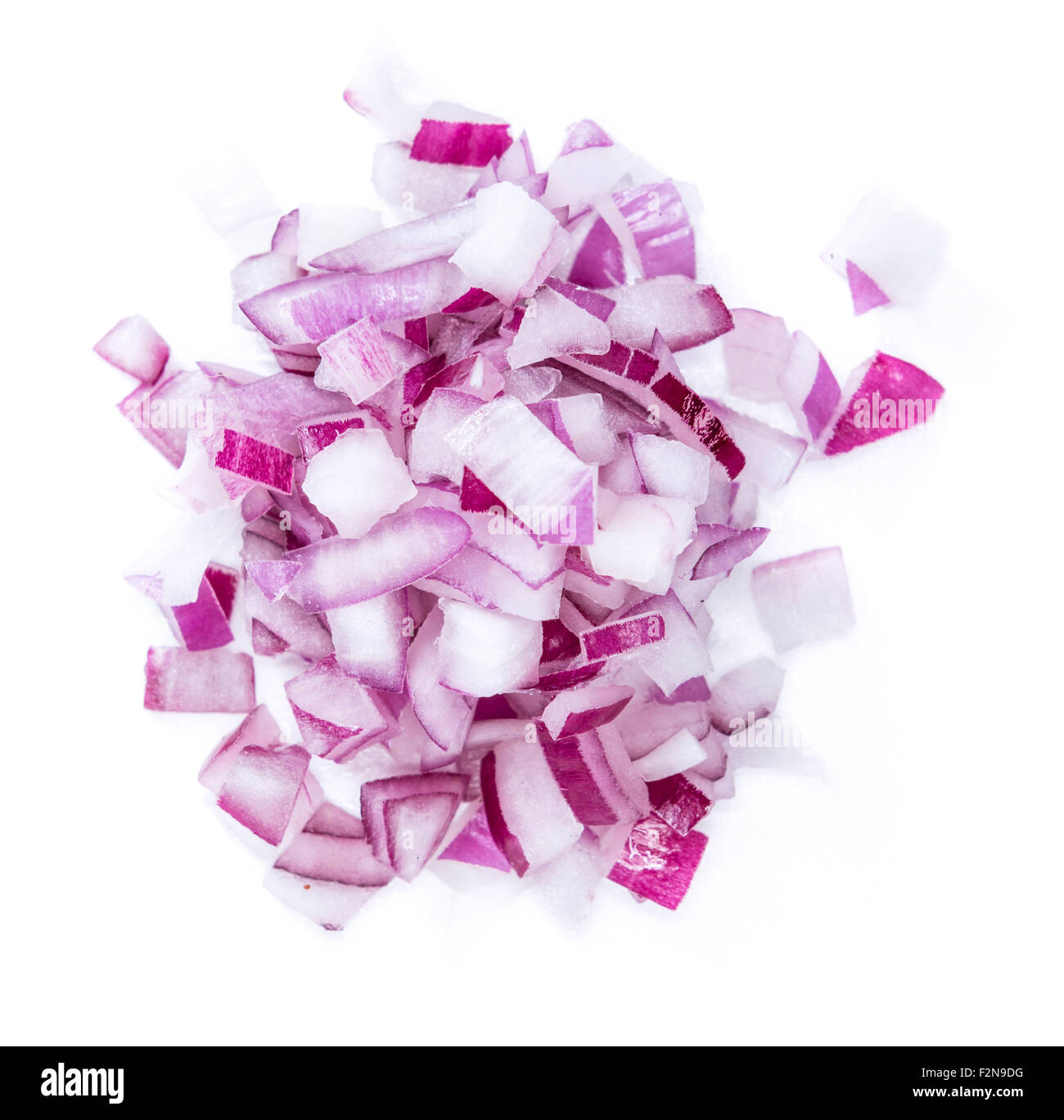 Portion of diced Red Onion (detailed close-up shot) isolated on white ...