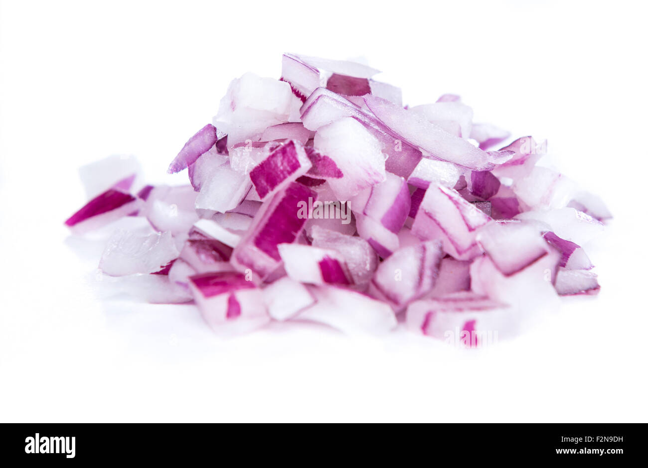 Portion of diced Red Onion (detailed close-up shot) isolated on white ...