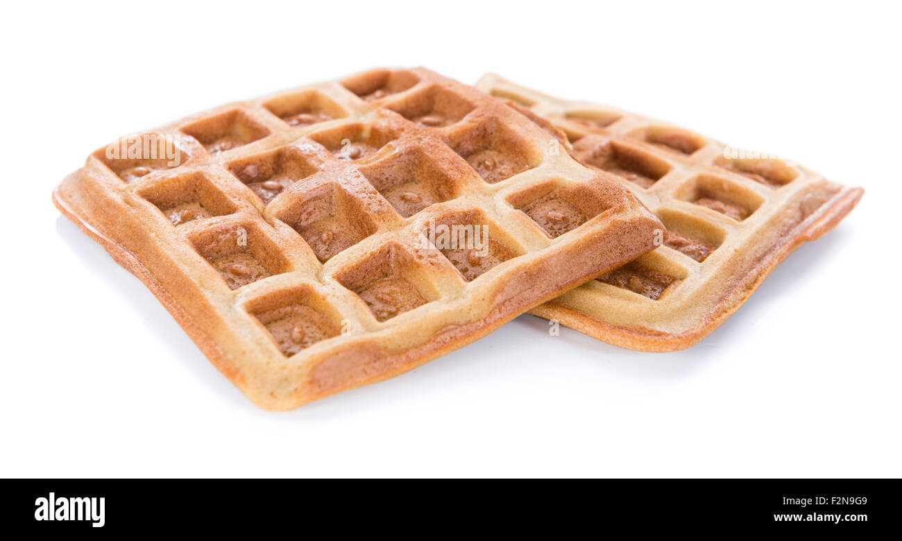 Fresh made Waffles (close-up shot) isolated on pure white background ...