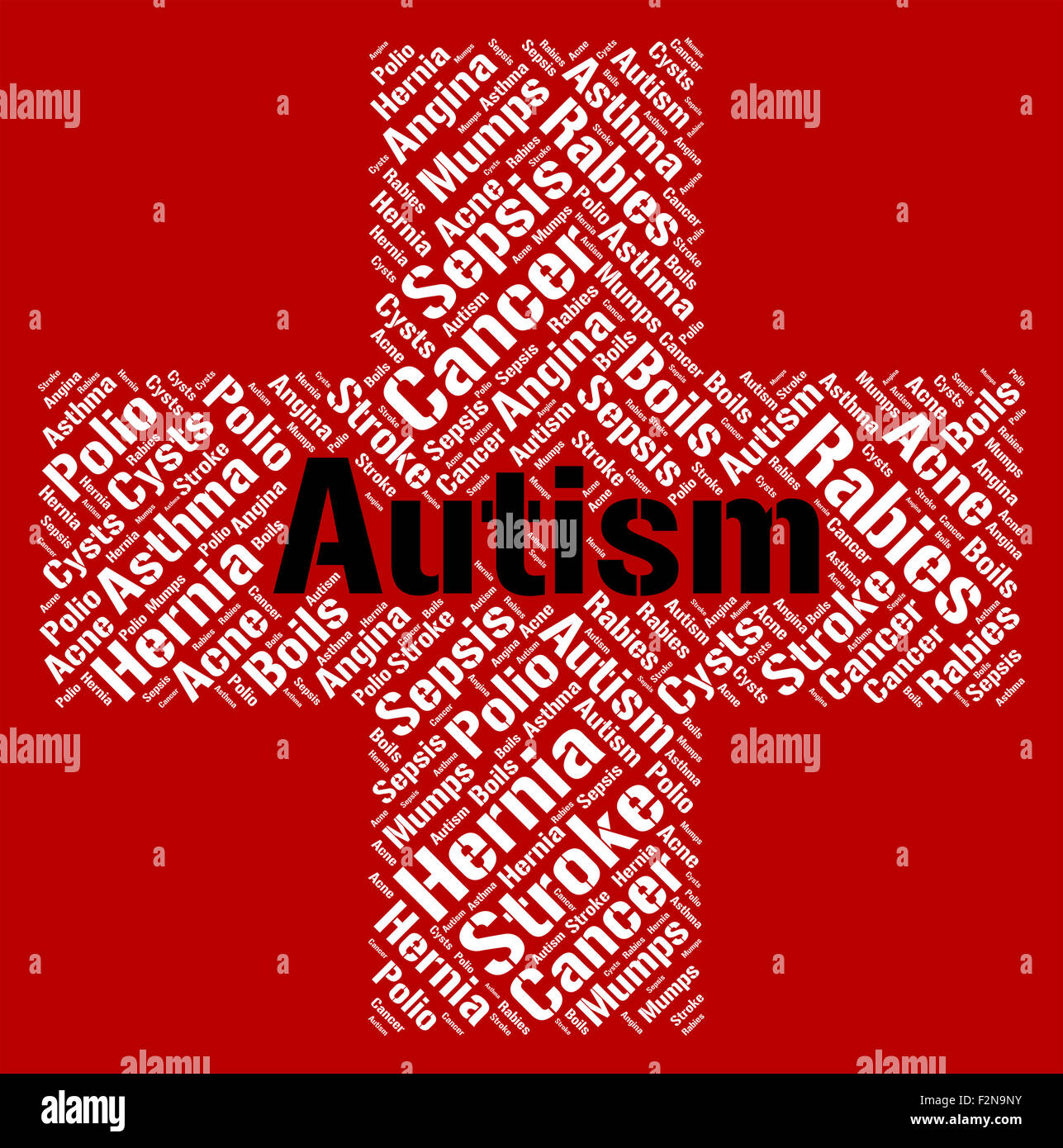 Autism Word Indicating Ill Health And Affliction Stock Photo - Alamy
