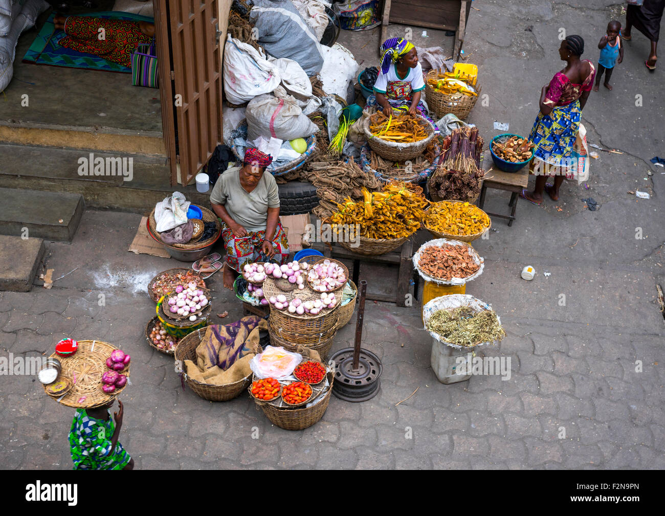 Benin, West Africa, Cotonou, dantokpa market aerial view Stock Photo ...