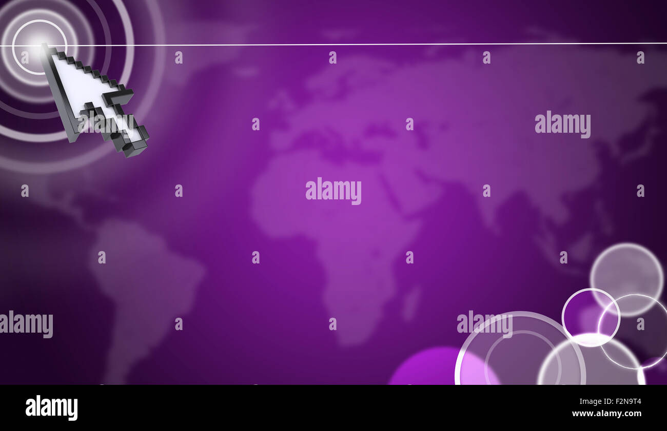 Cursor clicking on virtual purple abstract screen Stock Photo - Alamy