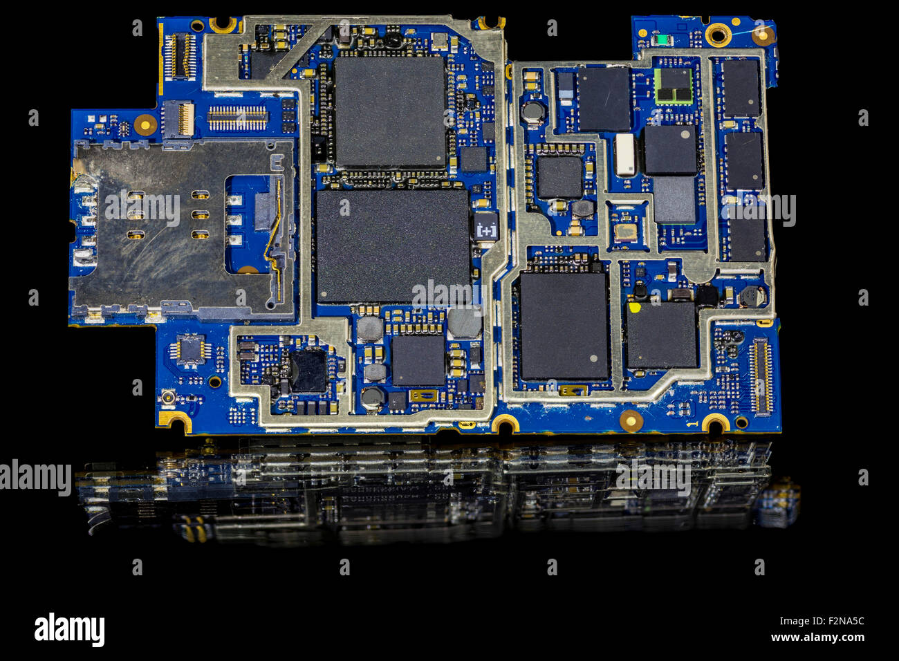 Computer circuit board close-up with chips Stock Photo - Alamy
