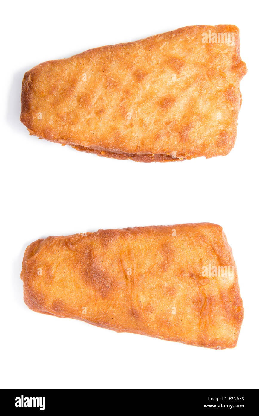 Portion of Fried Fish isolated on pure white background Stock Photo - Alamy