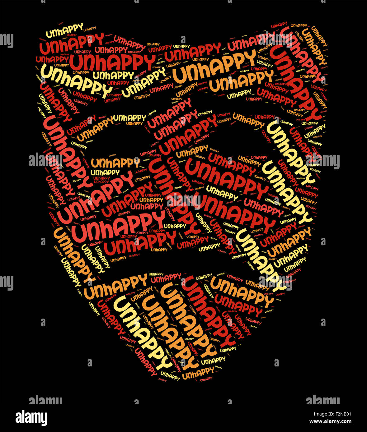 Unhappy Word Indicating Grief Stricken And Depressed Stock Photo - Alamy