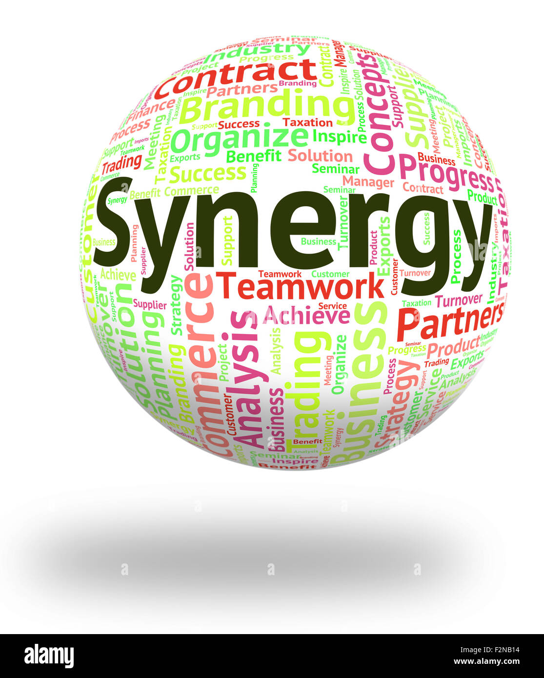 Synergy Word Showing Team Work And Wordcloud Stock Photo - Alamy