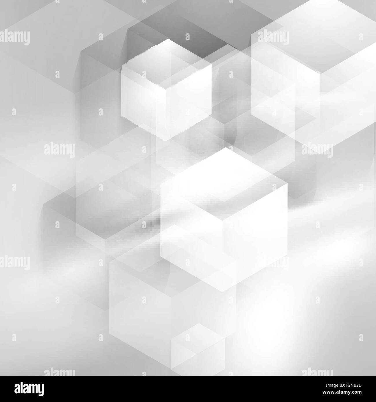 Abstract grey smooth waves and tech cubes. Vector background Stock ...