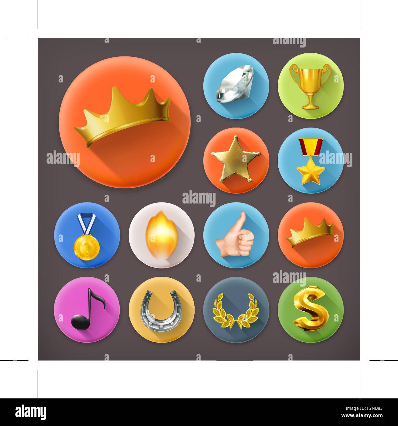 Awards and achievement, long shadow icon set Stock Vector Image & Art ...