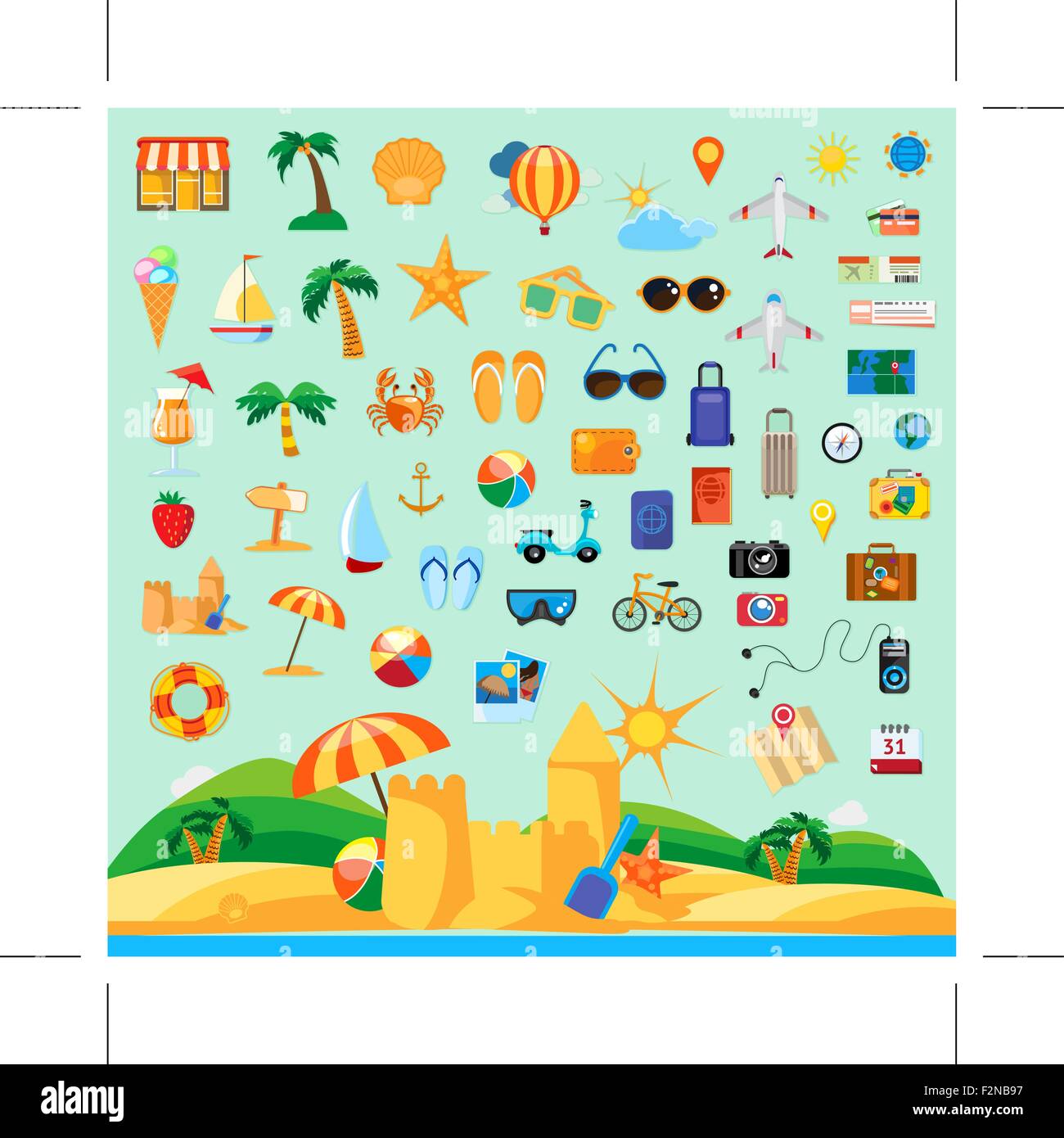 Shell beach landscape Stock Vector Images - Alamy