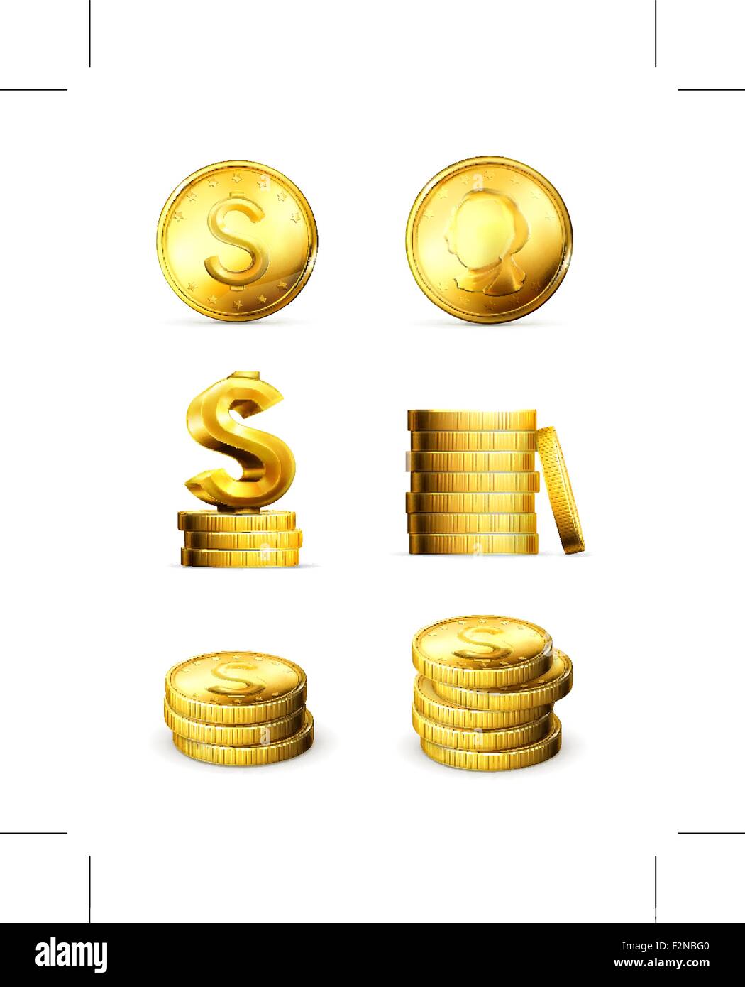 Gold Coins, set Stock Vector Image & Art - Alamy