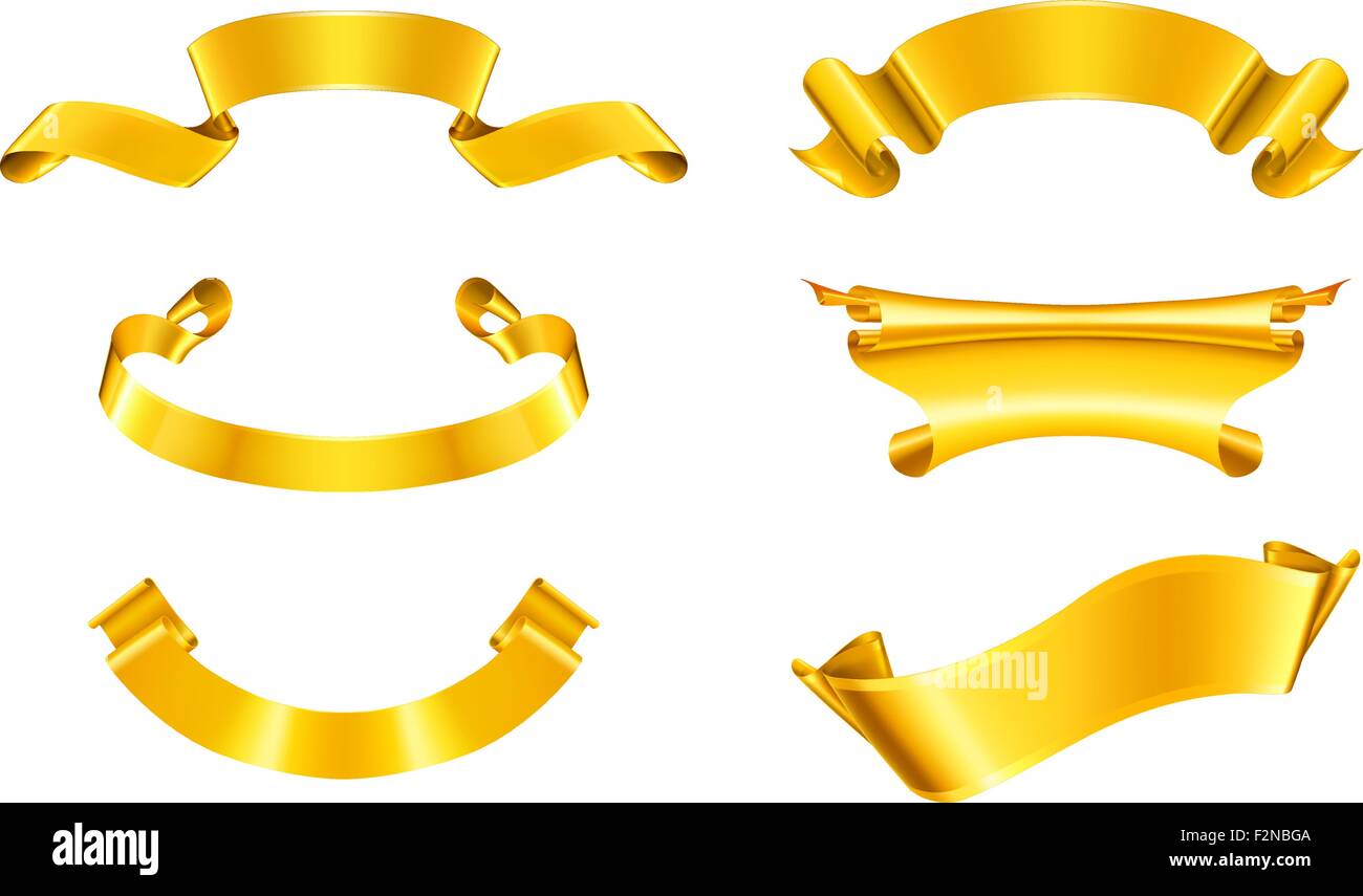 Gold ribbons, set Stock Vector Image & Art - Alamy