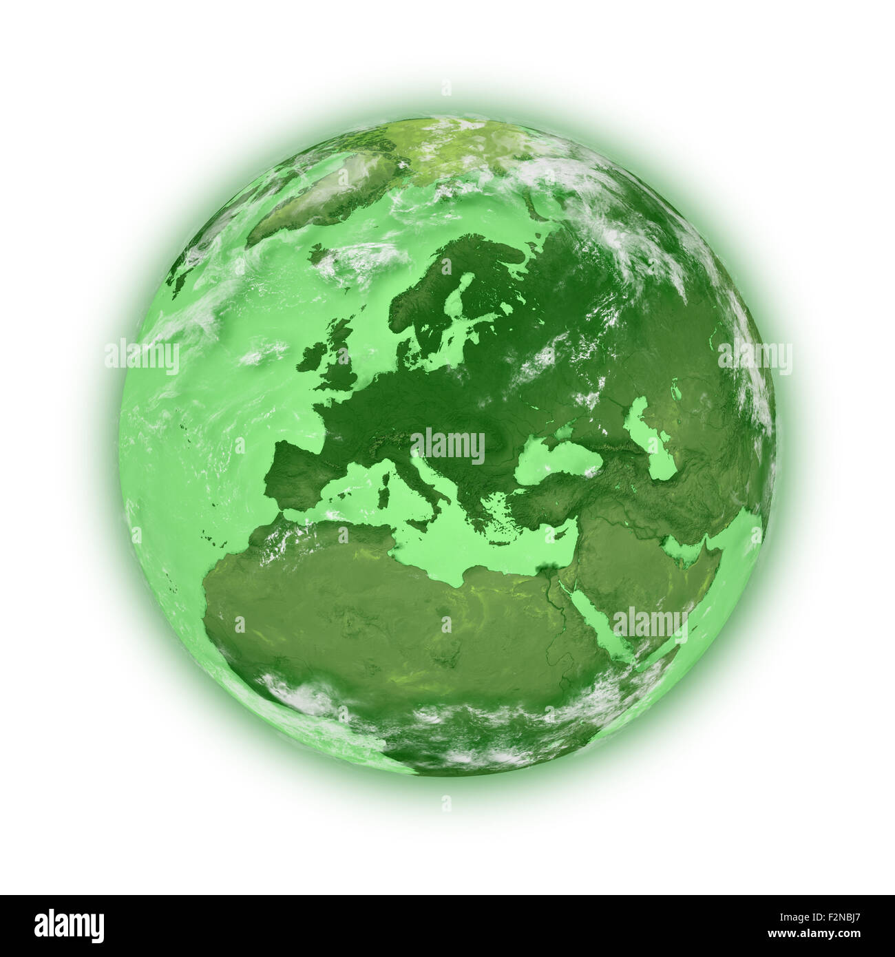 Europe on blue planet Earth isolated on white background. Highly ...