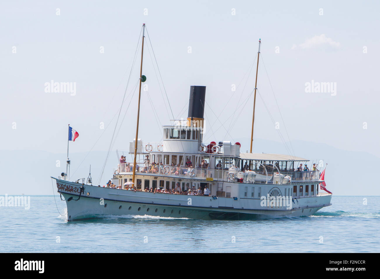 Swiss excursion boat sailing on Lake Geneva Stock Photo - Alamy