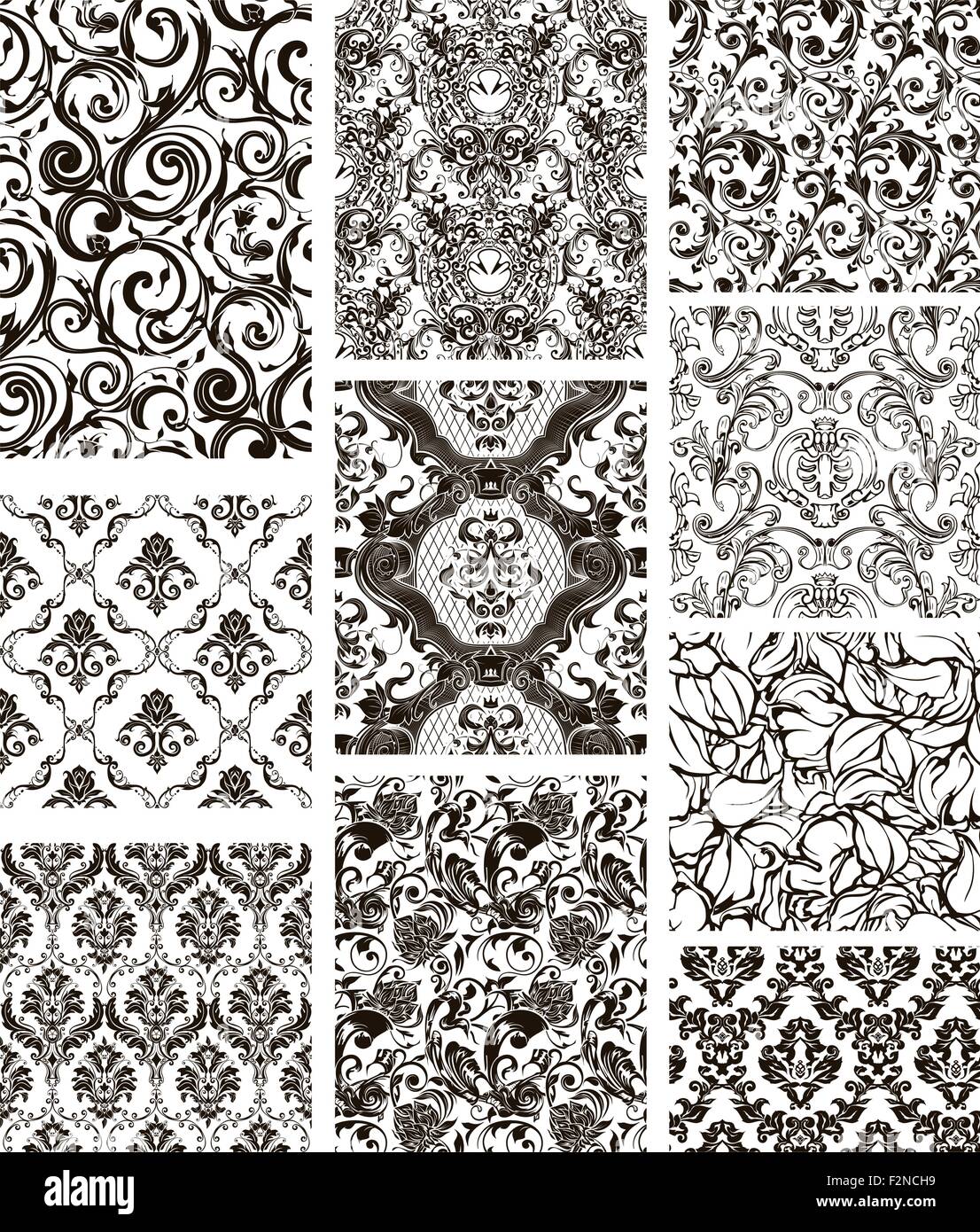 Set of ten patterns, black silhouettes Stock Vector Image & Art - Alamy