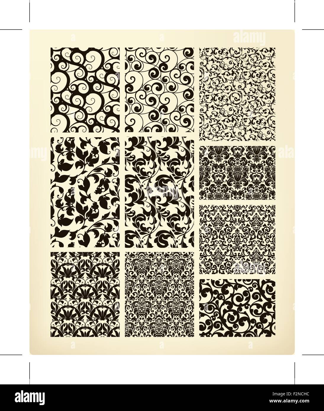 Set of ten patterns, black silhouettes Stock Vector Image & Art - Alamy