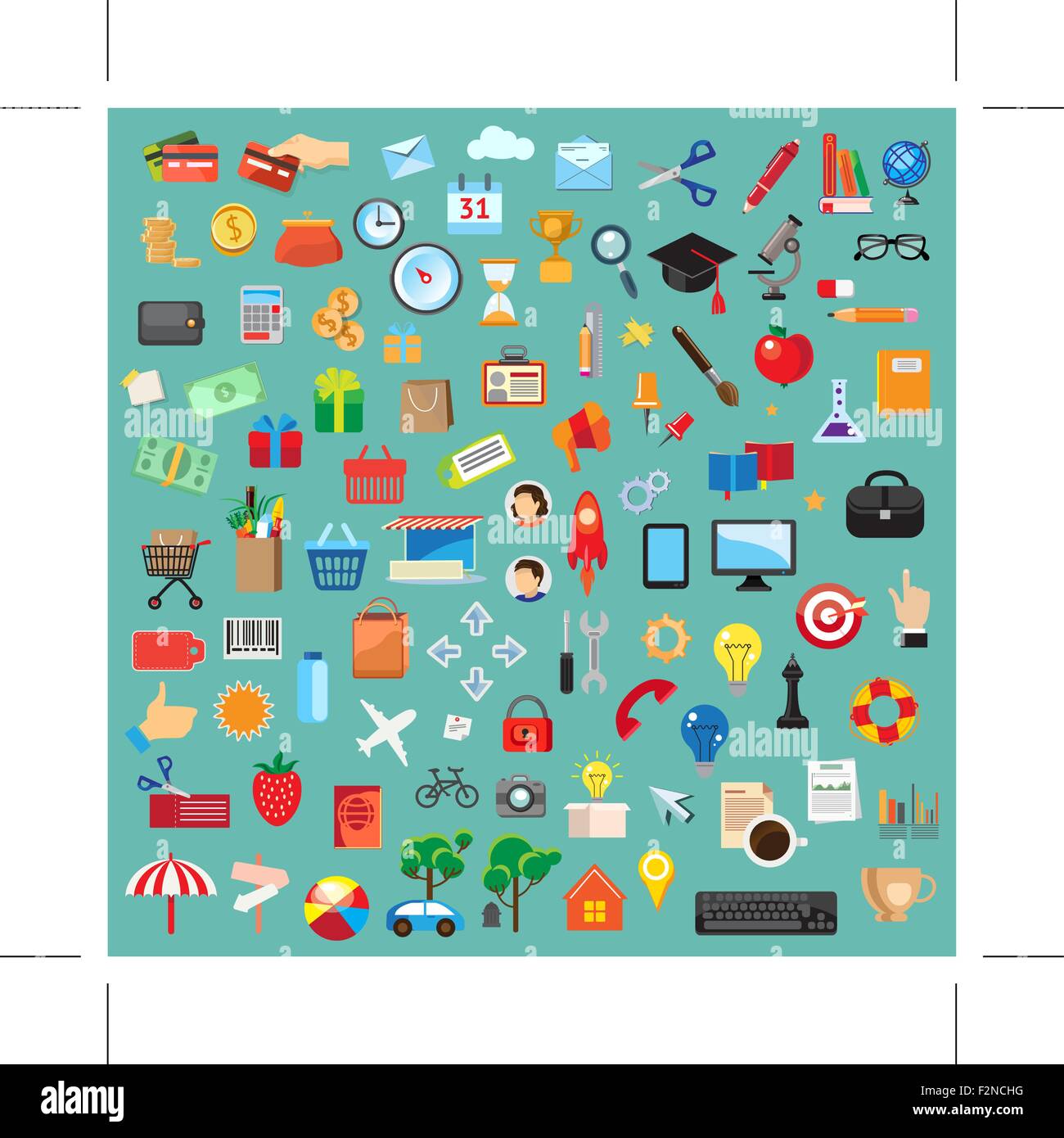 Set of universal icons, flat design Stock Vector Image & Art - Alamy