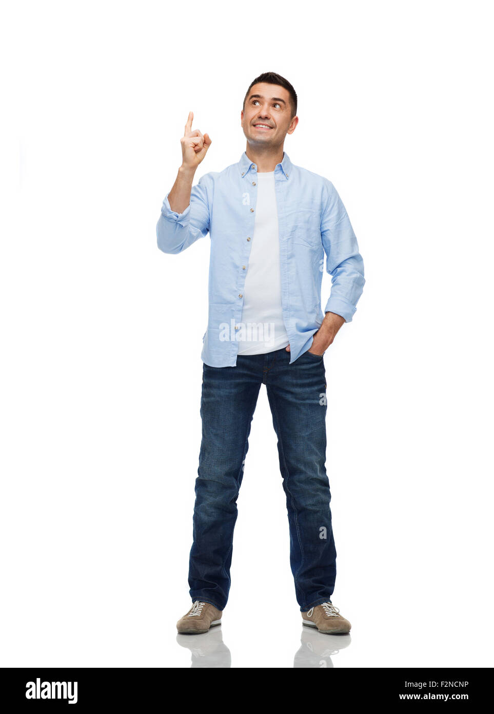 Finger pointing up man hi-res stock photography and images - Alamy