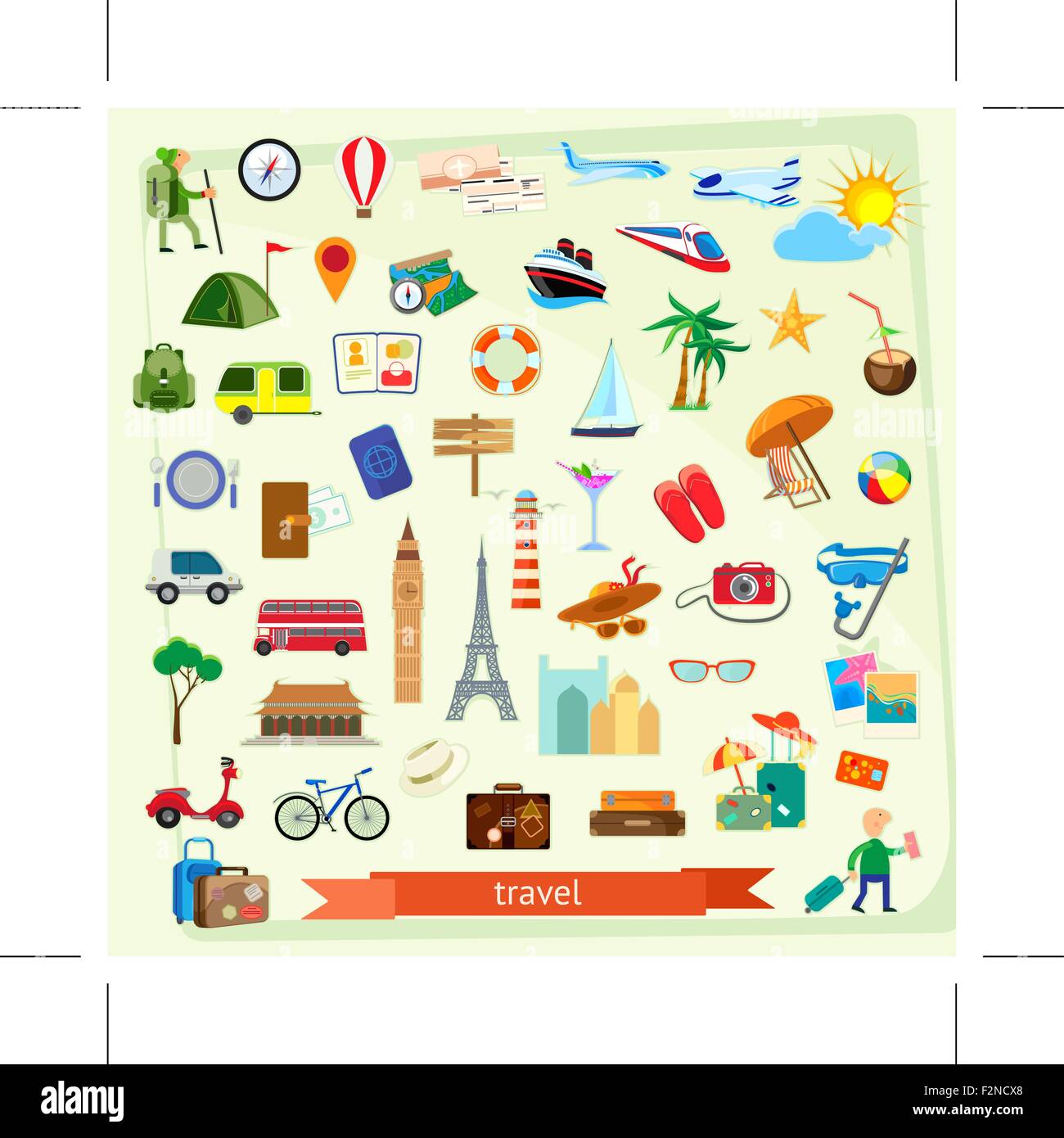 Backpack travel train Stock Vector Images - Alamy