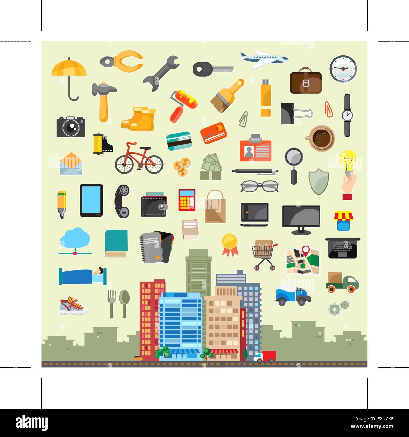 Universal icon set, flat design Stock Vector Image & Art - Alamy